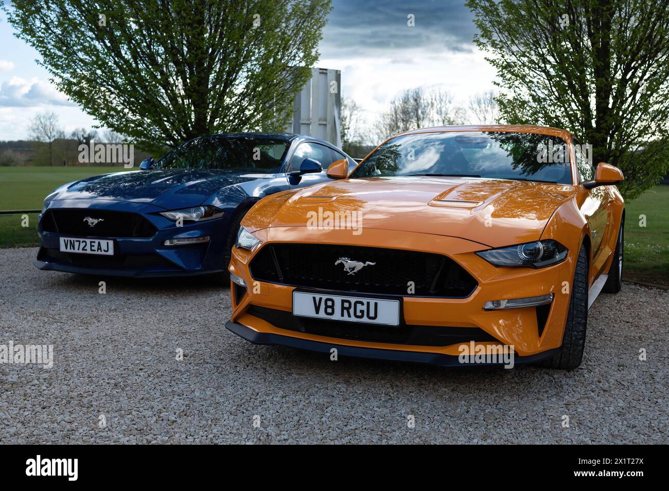 Pair of Ford Mustangs on display at the April 2024 Banbury Car & Bike ...