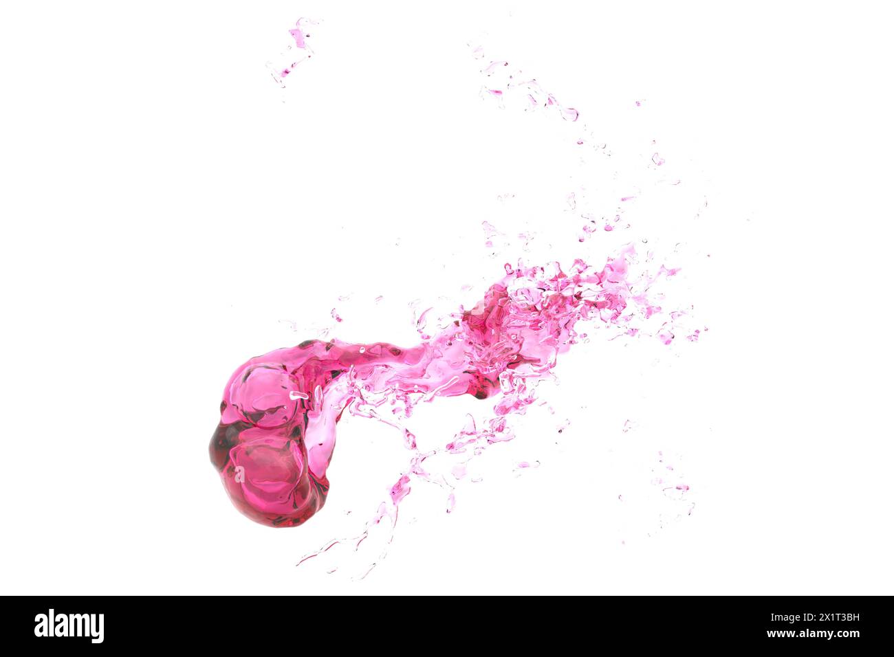 3D rendering of pink water splash isolated on white background with ...