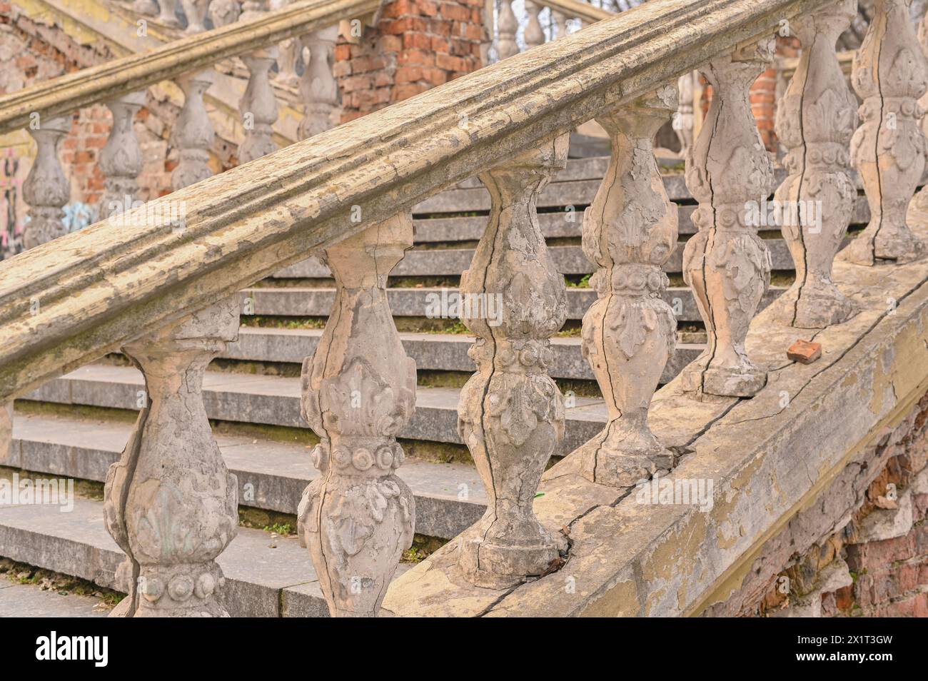 an old staircase with beautiful concrete handrails Stock Photo - Alamy