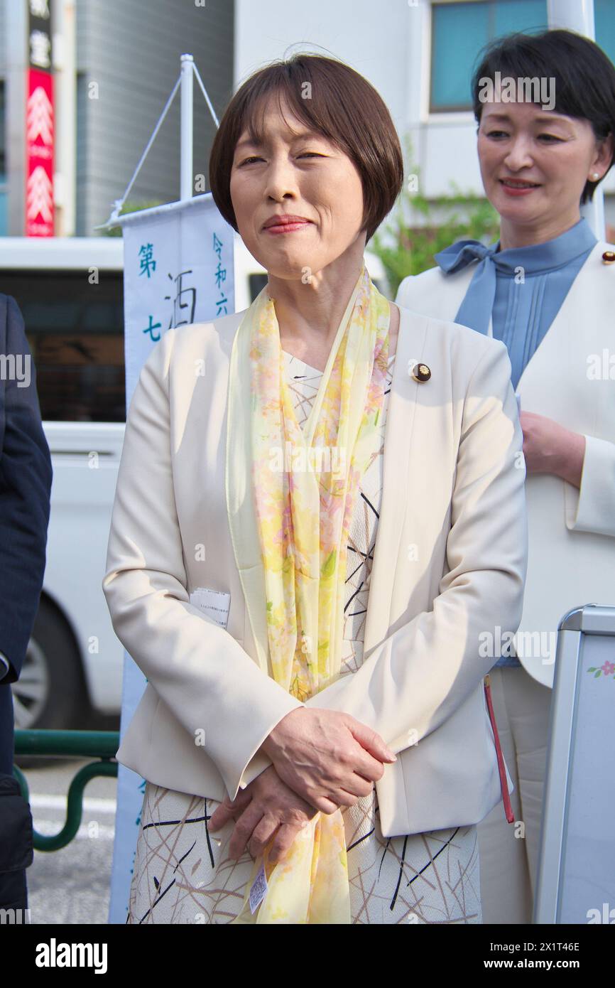 Japan Communist Partyleader Tomoko Tamura attends the campaign for the ...