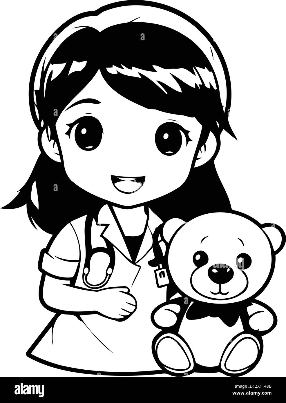 Stethoscope girl child Stock Vector Images - Alamy