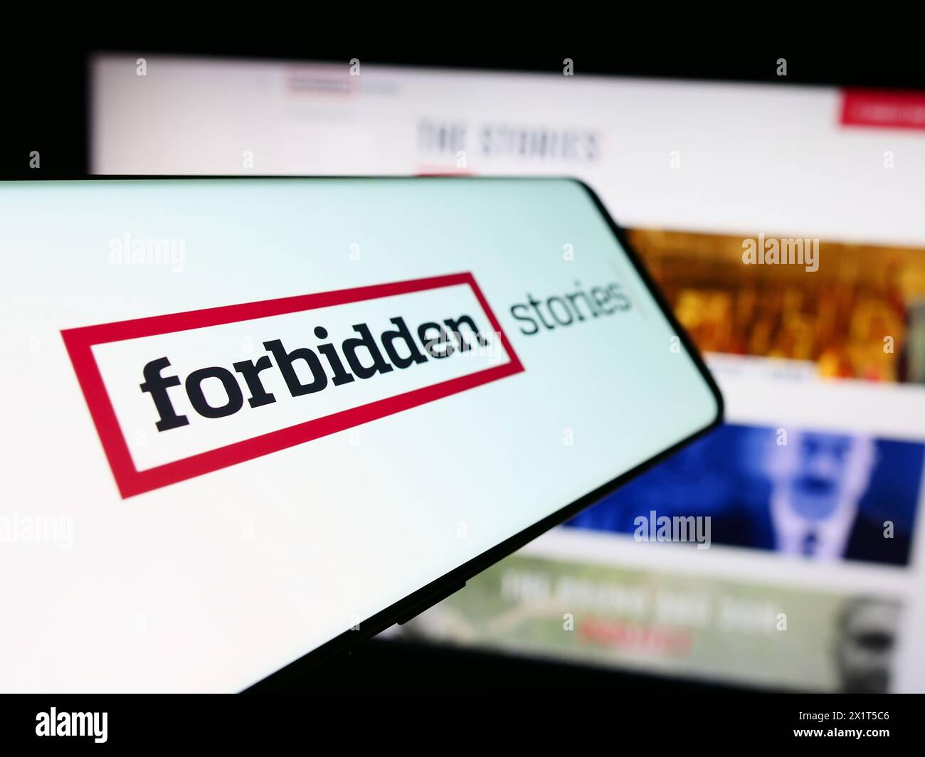 Smartphone with logo of investigative journalism organisation Forbidden ...