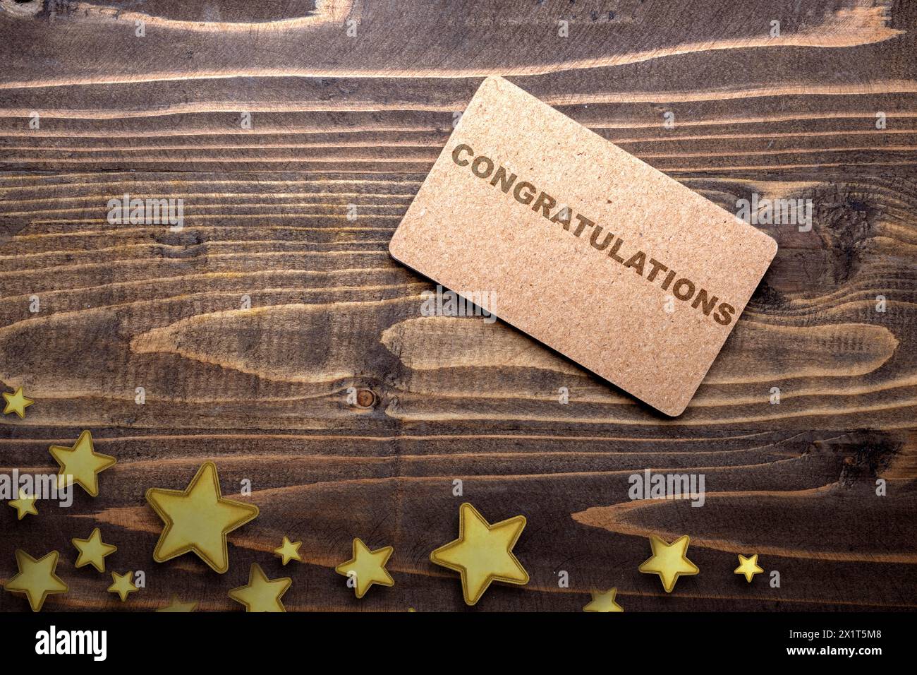 Greeting card with Congratulations text on wooden table. Congratulation ...