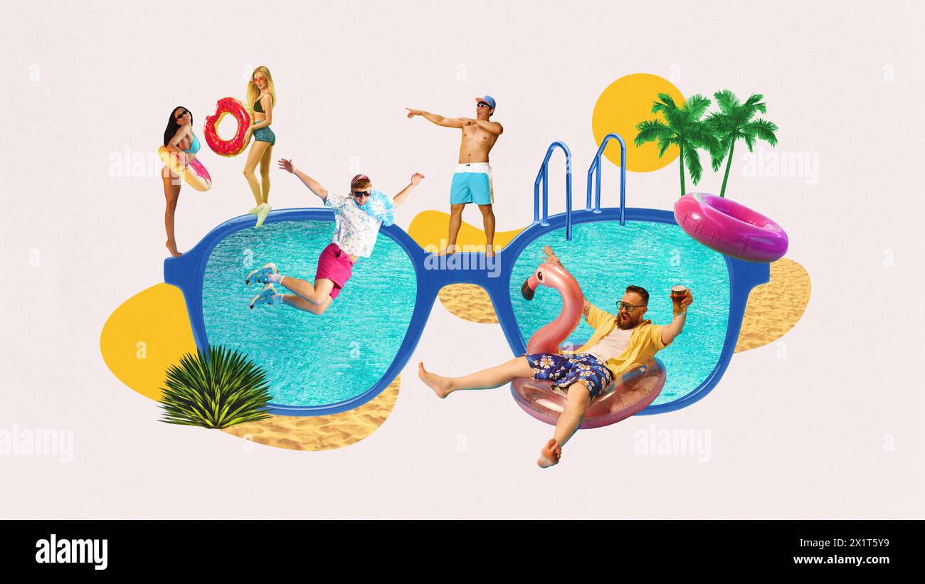 Collage young women in pool hi-res stock photography and images - Alamy