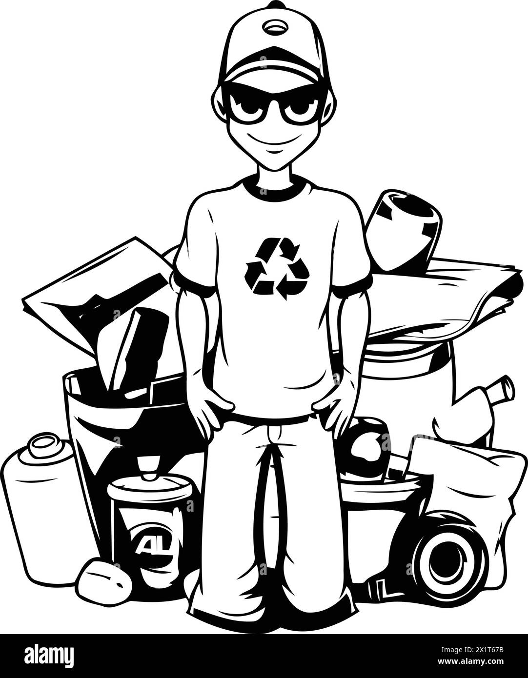 Garbage cartoon illustration Black and White Stock Photos & Images - Alamy