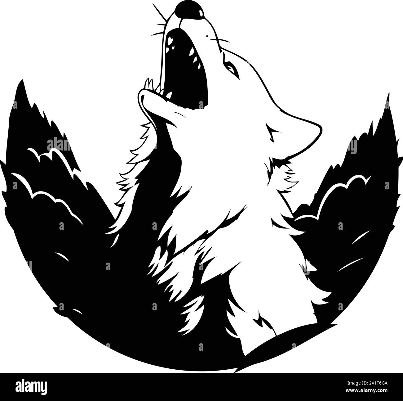 Vector illustration of a wolf howling in front of the sunset Stock ...