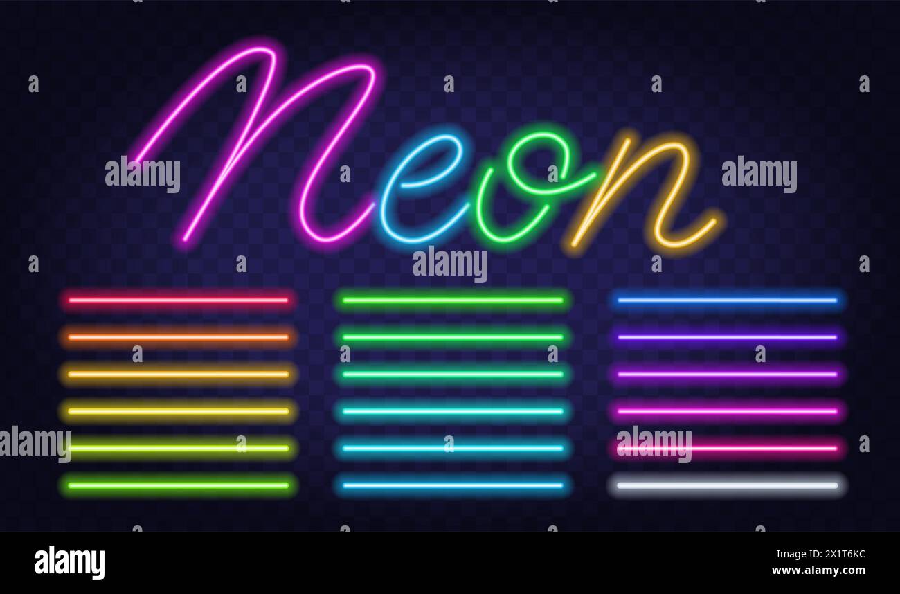 Neon Light vector Brush on Transparent Background Stock Vector Image ...