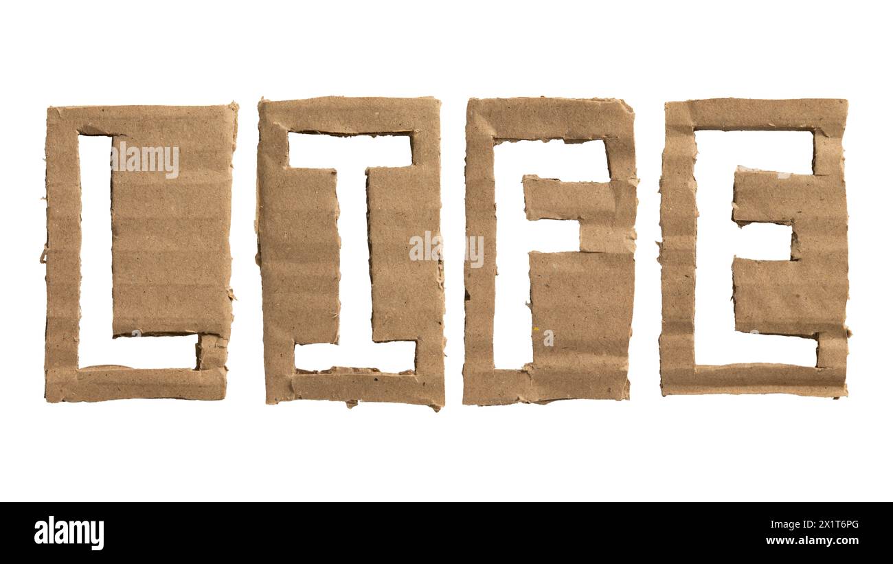 A word "LIFE" cut out from a cardboard on white background with clipping path Stock Photo - Alamy