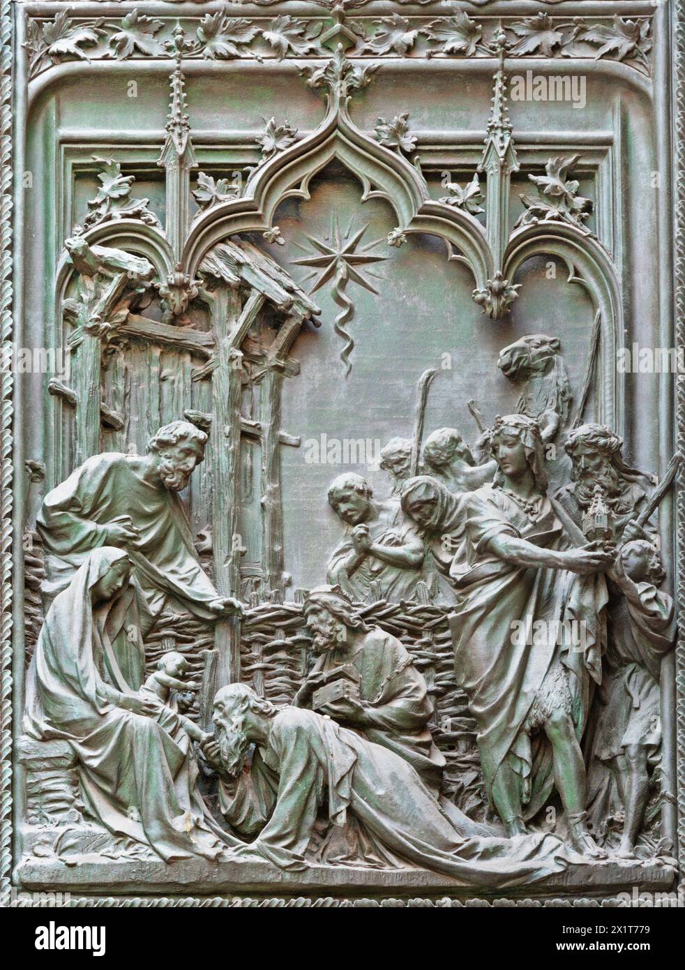 MILAN, ITALY - SEPTEMBER 16, 2024: The detail from main bronze gate of ...