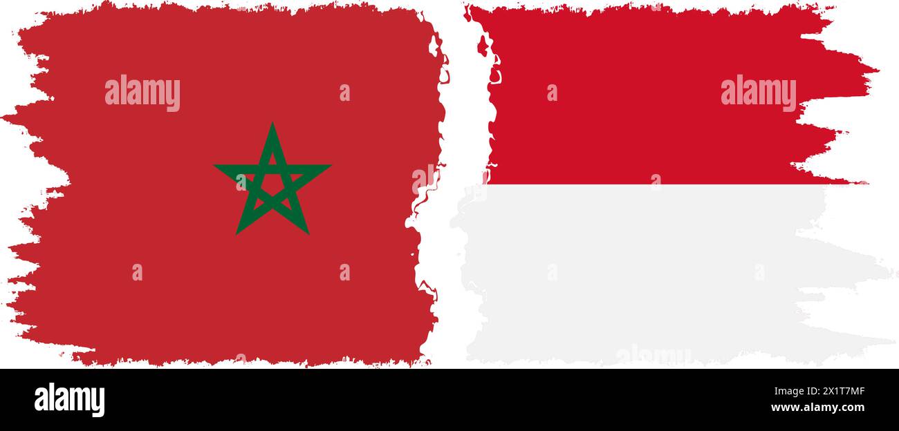 Monaco and Morocco grunge flags connection, vector Stock Vector Image ...