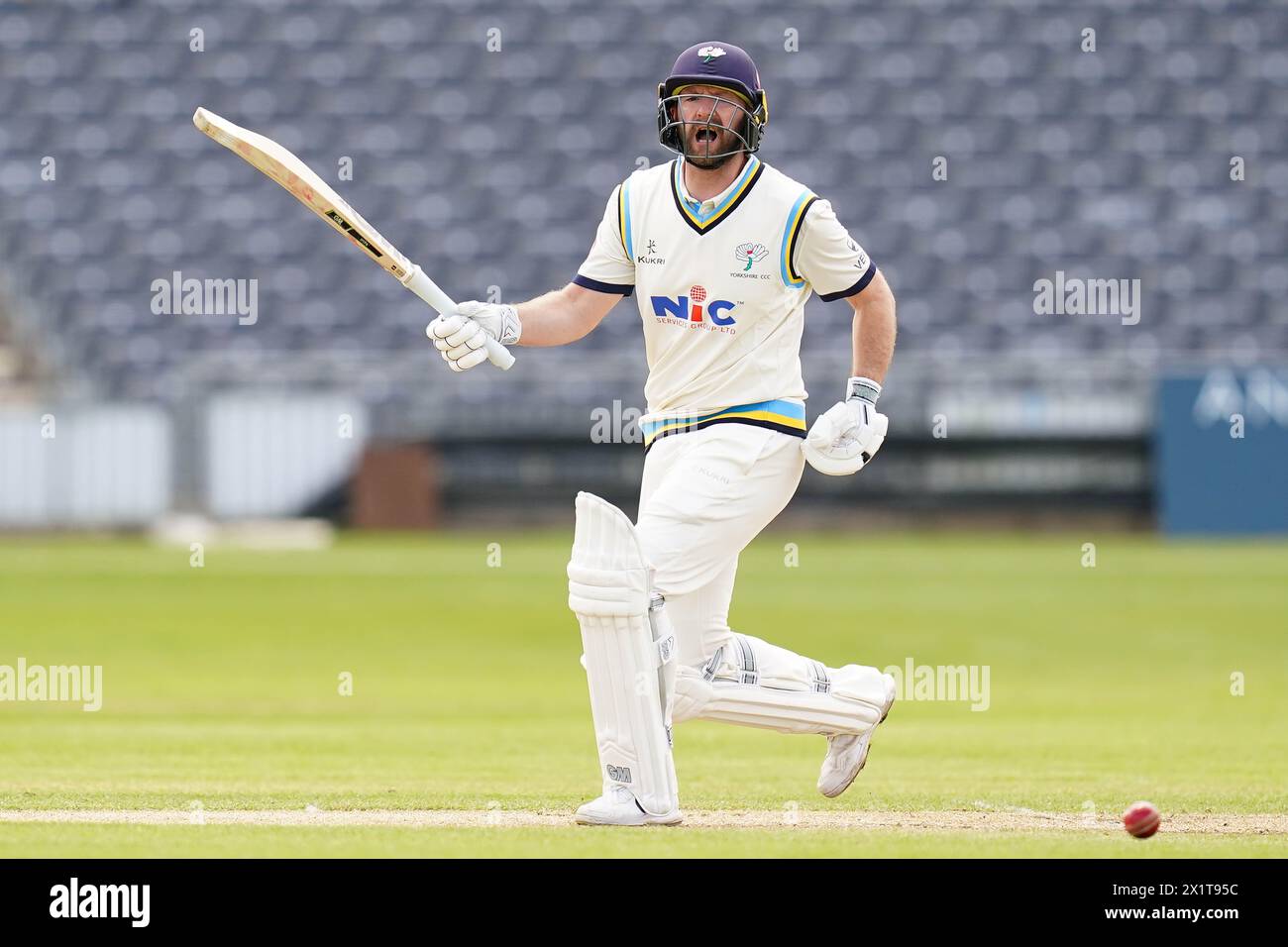 Bristol, UK, 14 April 2024. Yorkshire's Adam Lyth bats during the ...