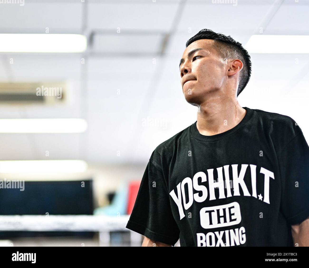 Yoshiki Takei, Japanese professional boxer trains during a public ...