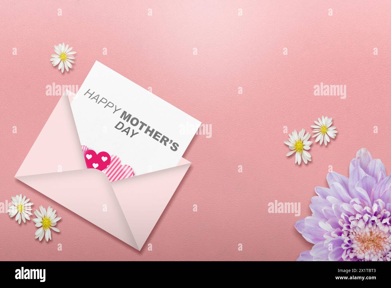 Letter with Happy Mother's Day text on a pink background. Mothers day ...