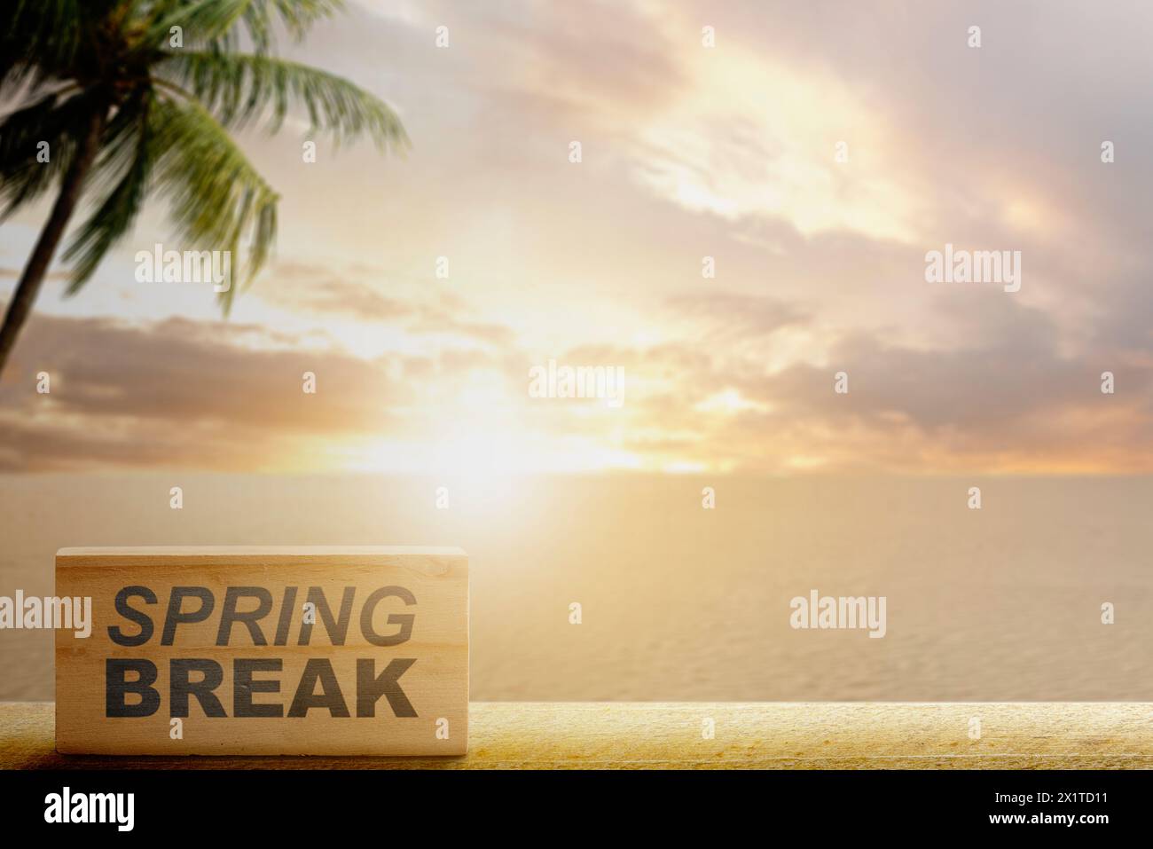 Summer break is shown using the text with wooden board against the ...
