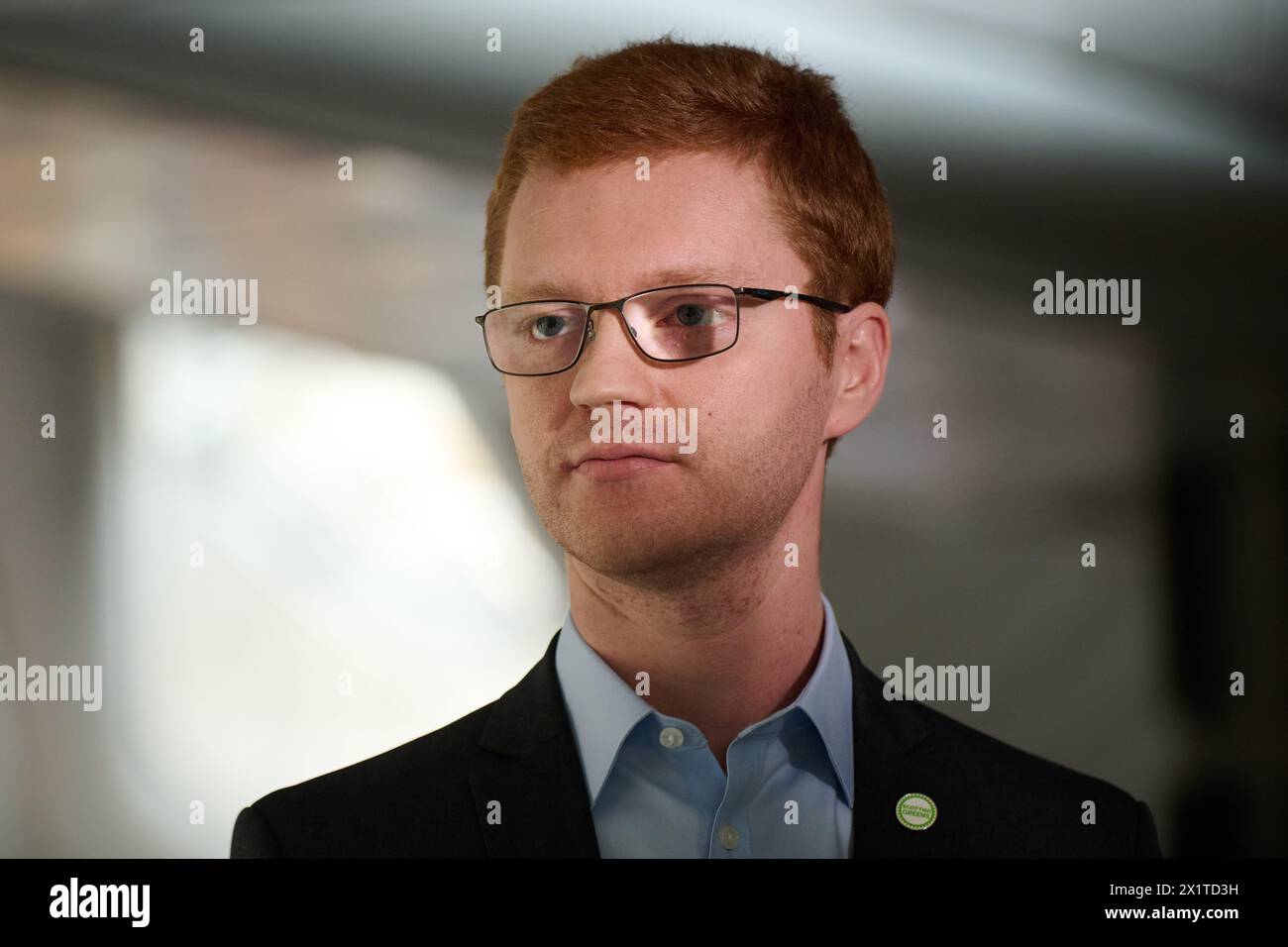Edinburgh Scotland, UK 18 April 2024. Scottish Green Party MSP Ross ...