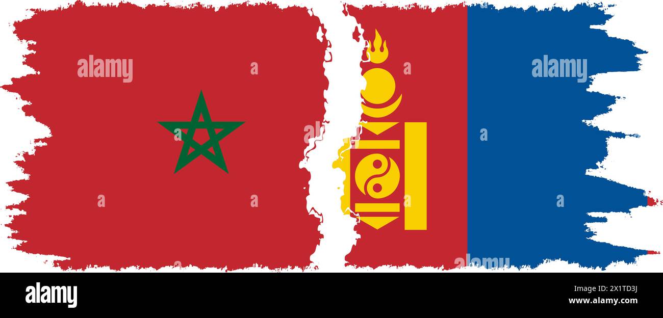 Mongolia and Morocco grunge flags connection, vector Stock Vector Image ...