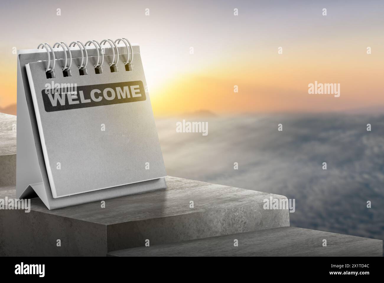 Reminder with welcome text with a sky background. Introduction concept ...