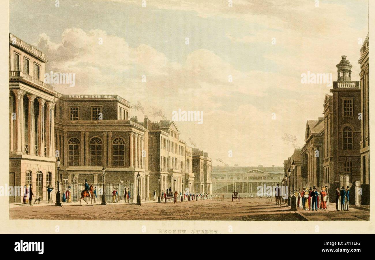 "Regent Street, London" . Vintage Historical Print from Repository of ...