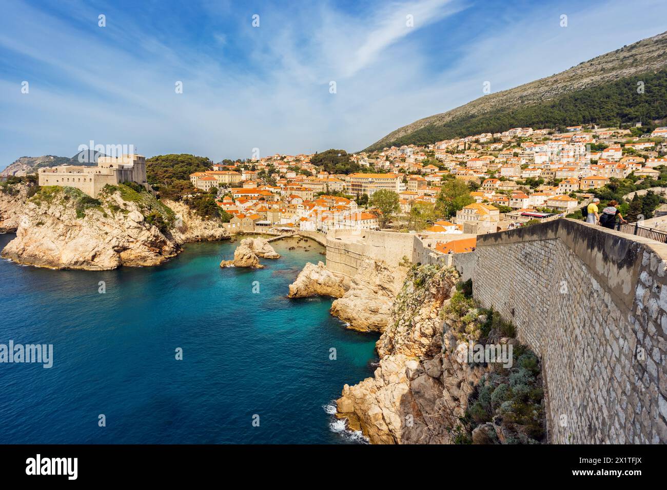 View from the city walls of Dubrovnik overlooking Fort Lovrijenac, and ...