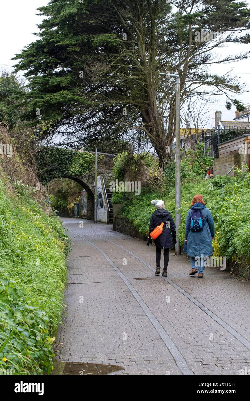 People walking along the pedestrian walking route known as the Tram ...