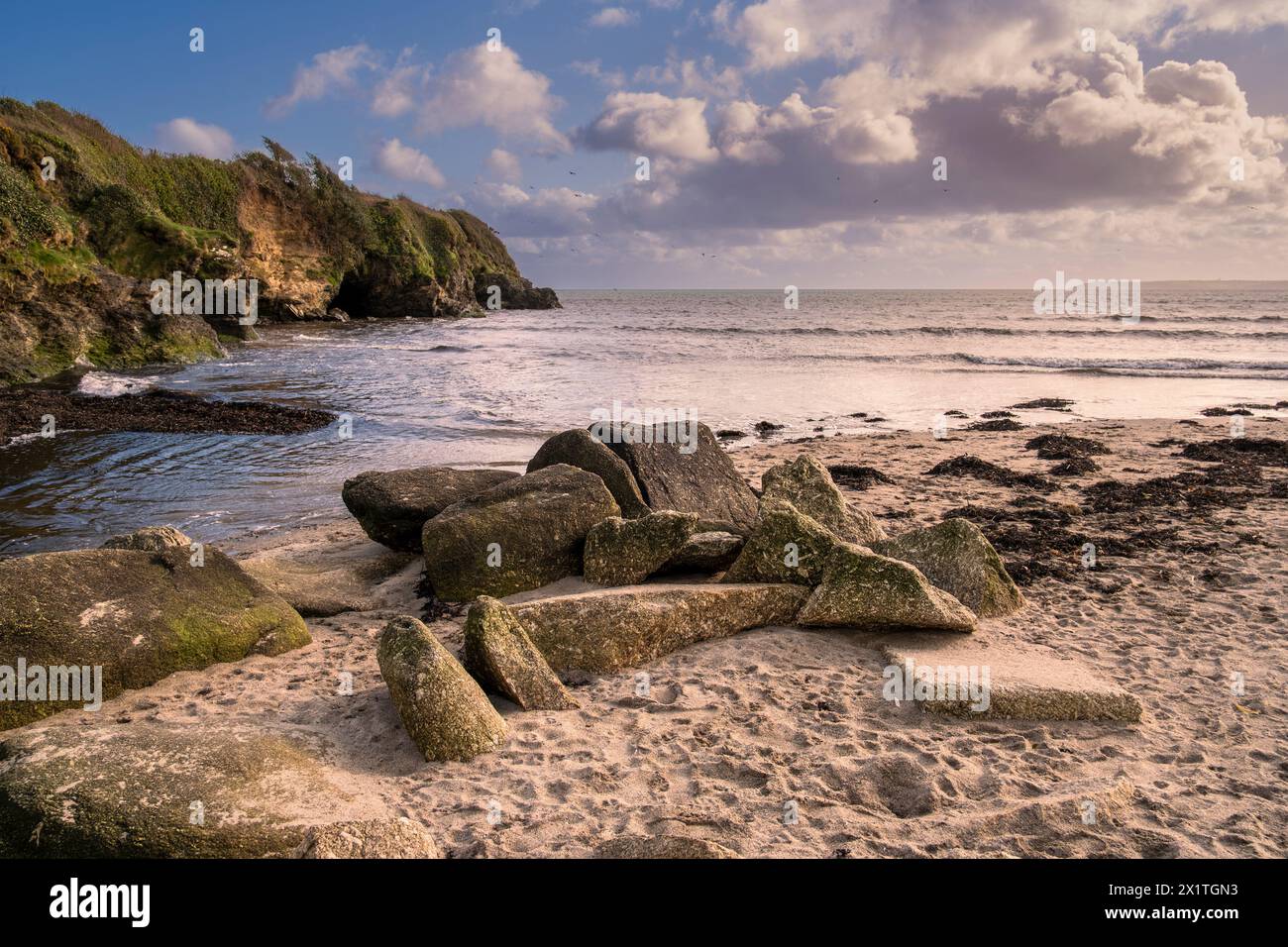 The Par River flowing into the sea at the East sise of Par Beach in ...