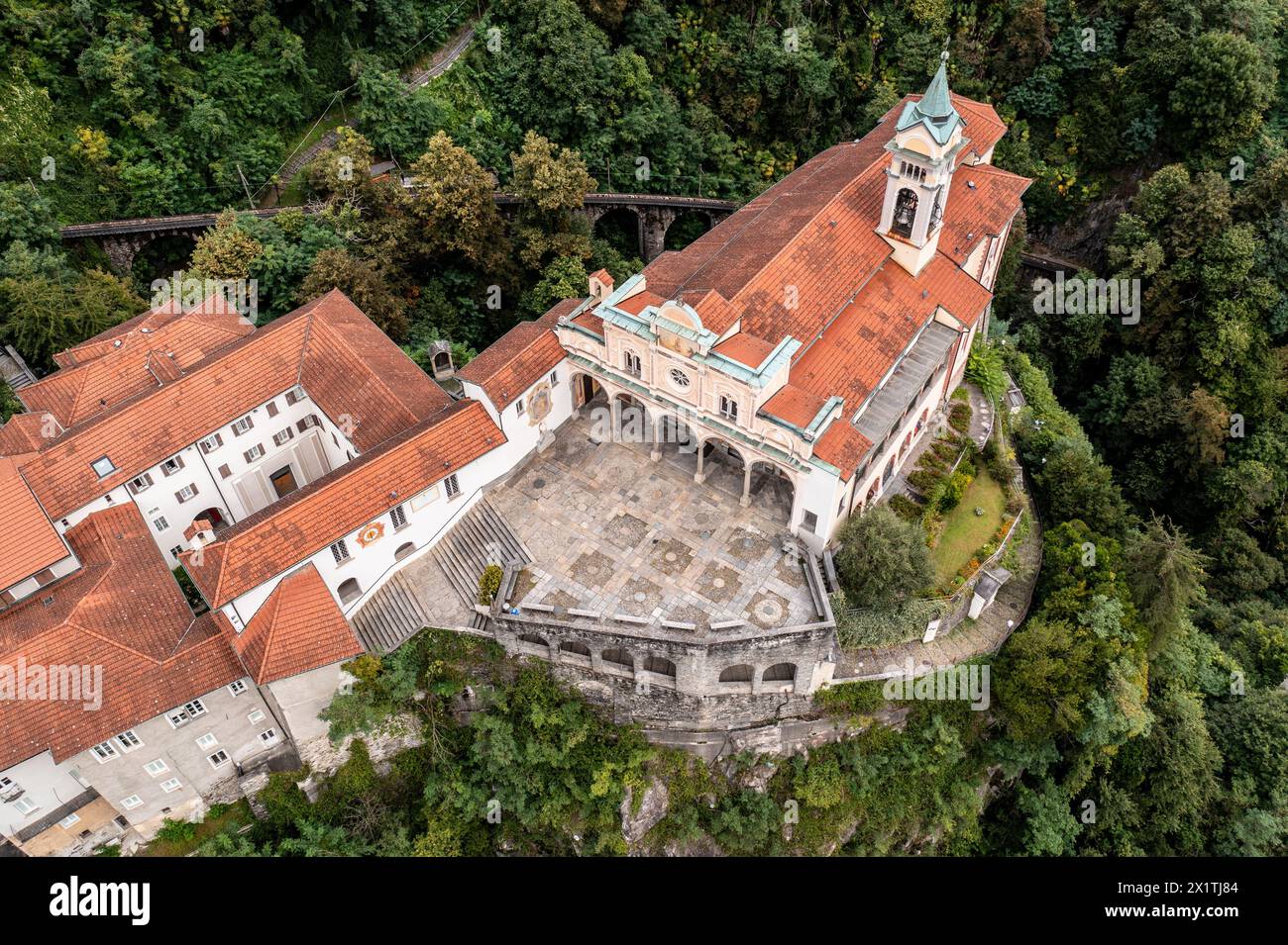 Locarno, Switzerland: Aerial view of the famous Madonna del Sasso ...