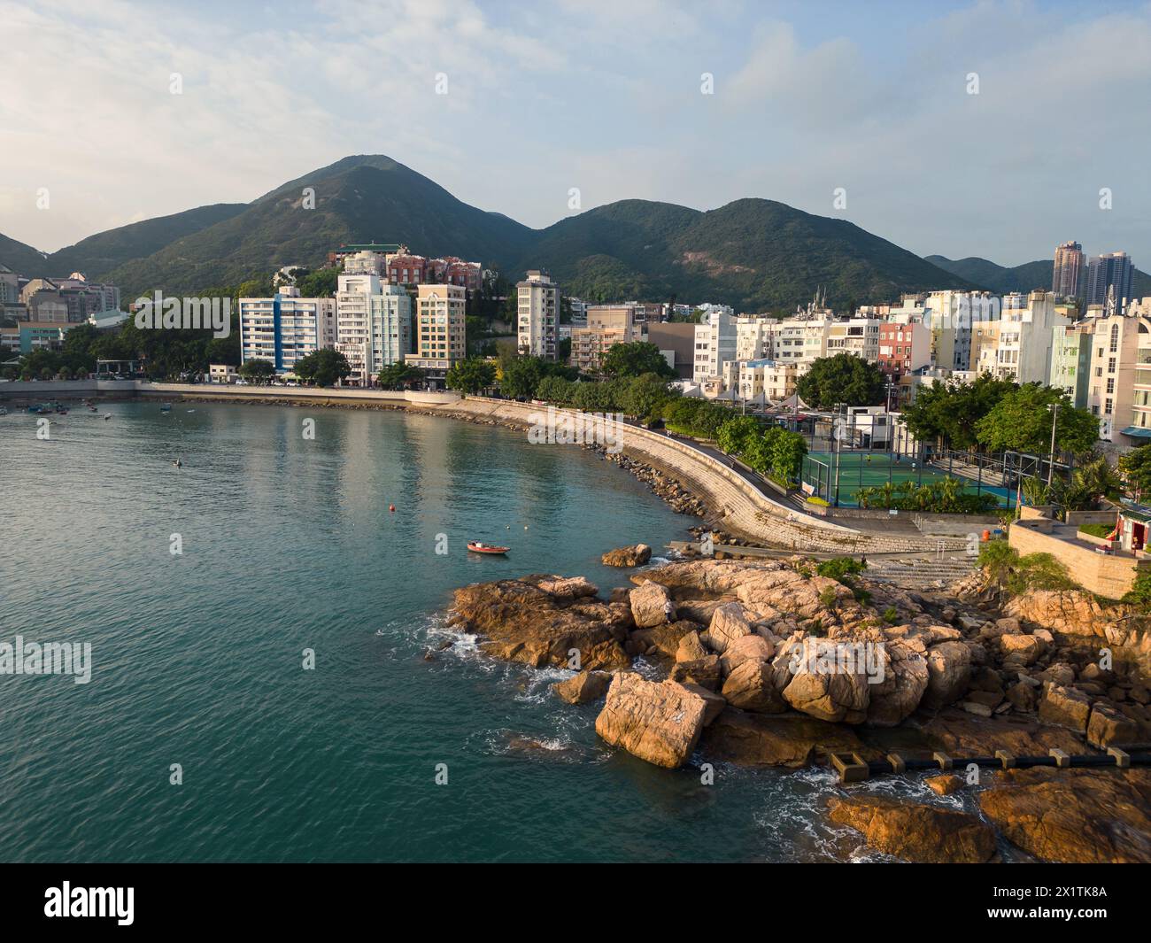 Stanley, Hong Kong: Aerial view of the Stanley seafront town and ...