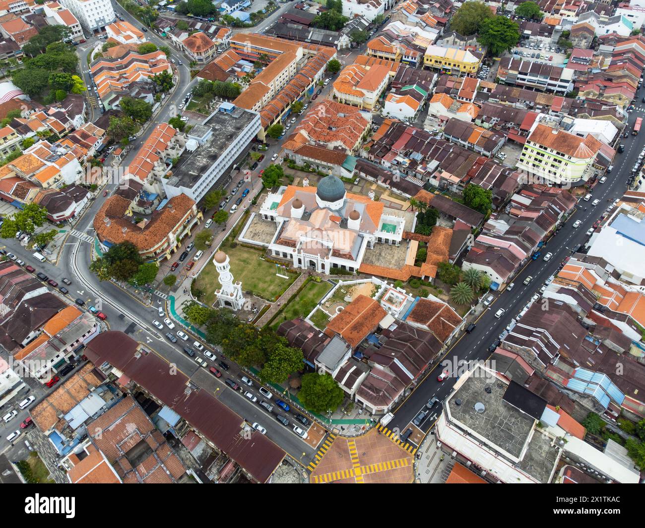George Town, Malaysia: Aerial view of the historic George Town UNESCO city center with the ...
