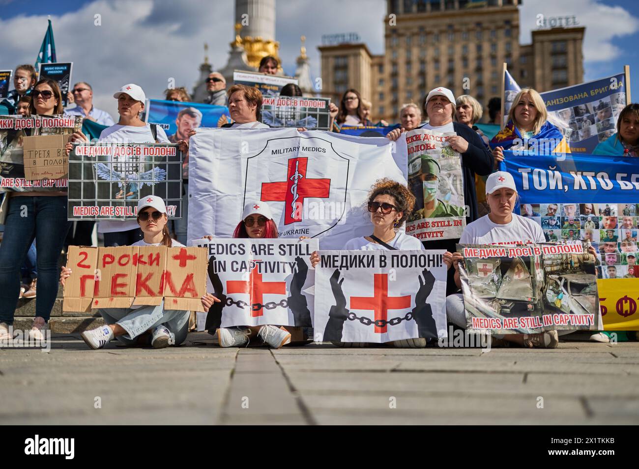 Ukrainian doctors demonstrating with signs "Medics Are Still In ...
