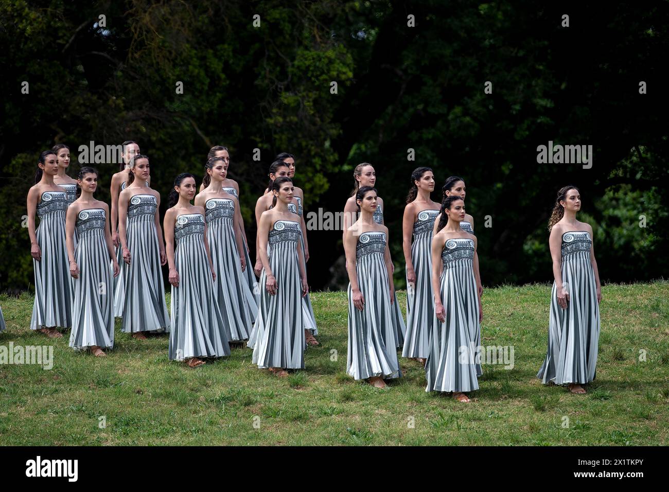 Olympia, Greece - April 15, 2024: Olympic flame lighting ceremony for ...
