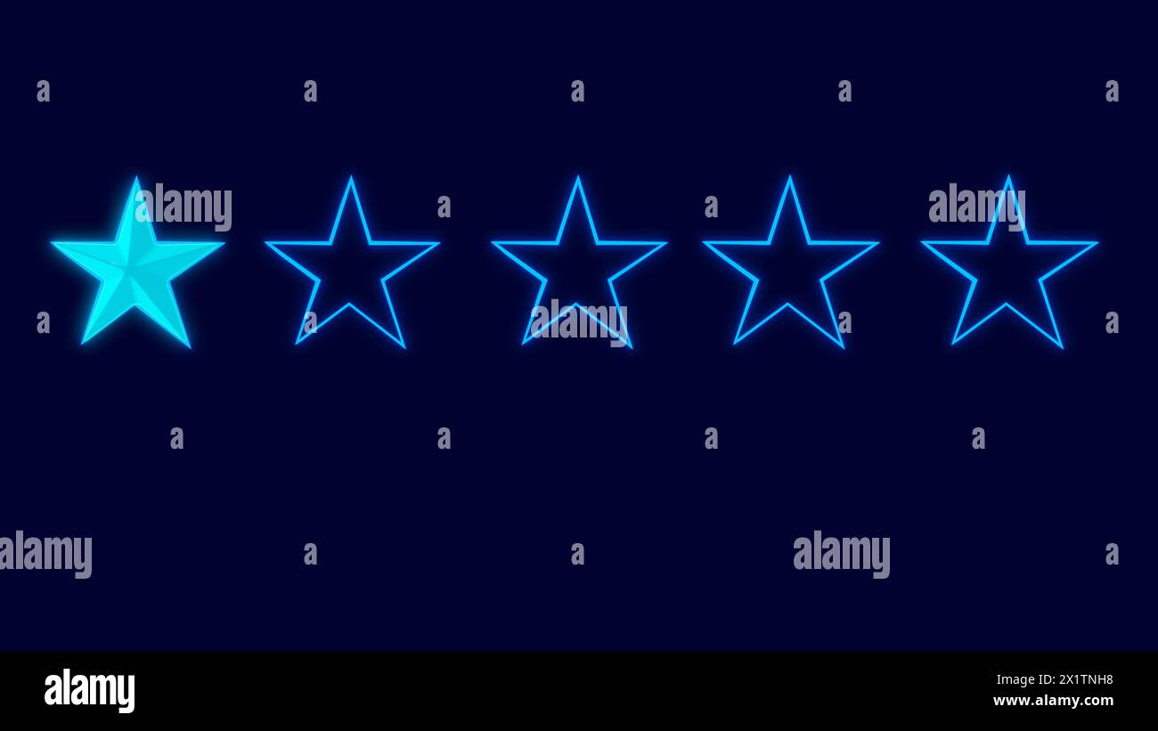 1 star rating isolated on dark blue background. Modern wire frame ...