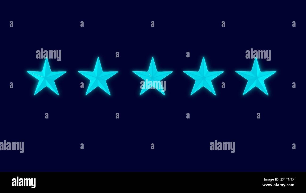Best quality excellent customer service concept. five neon stars rating ...