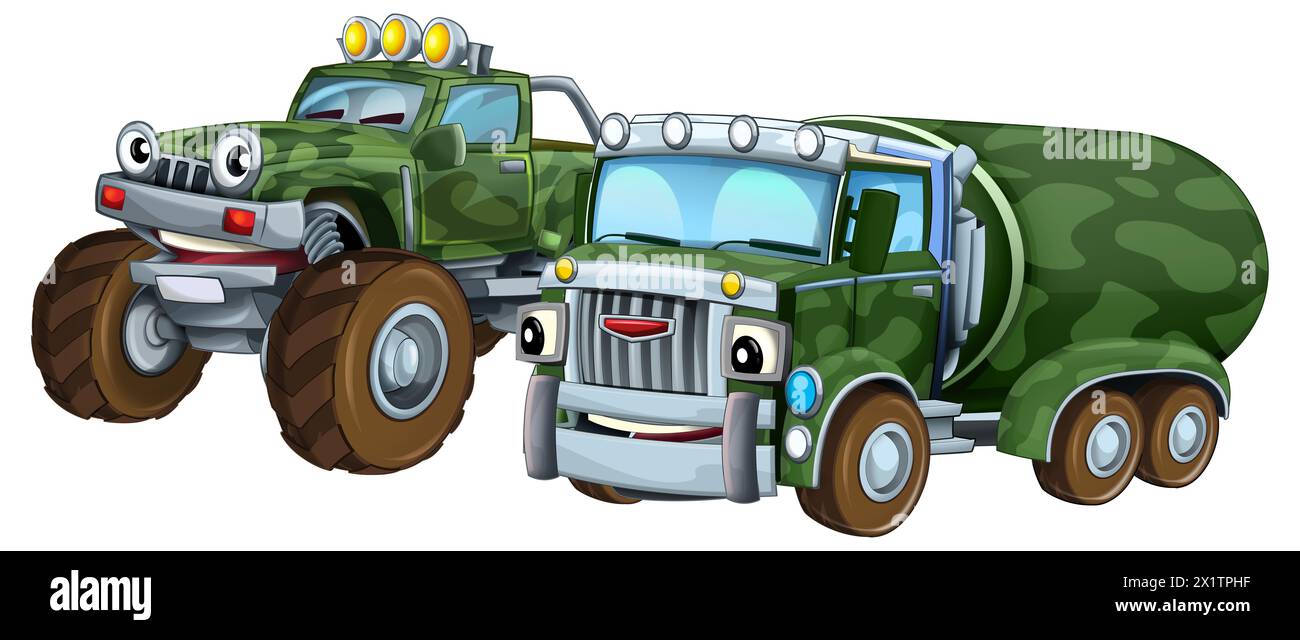 cartoon scene with two military army cars vehicles theme isolated ...