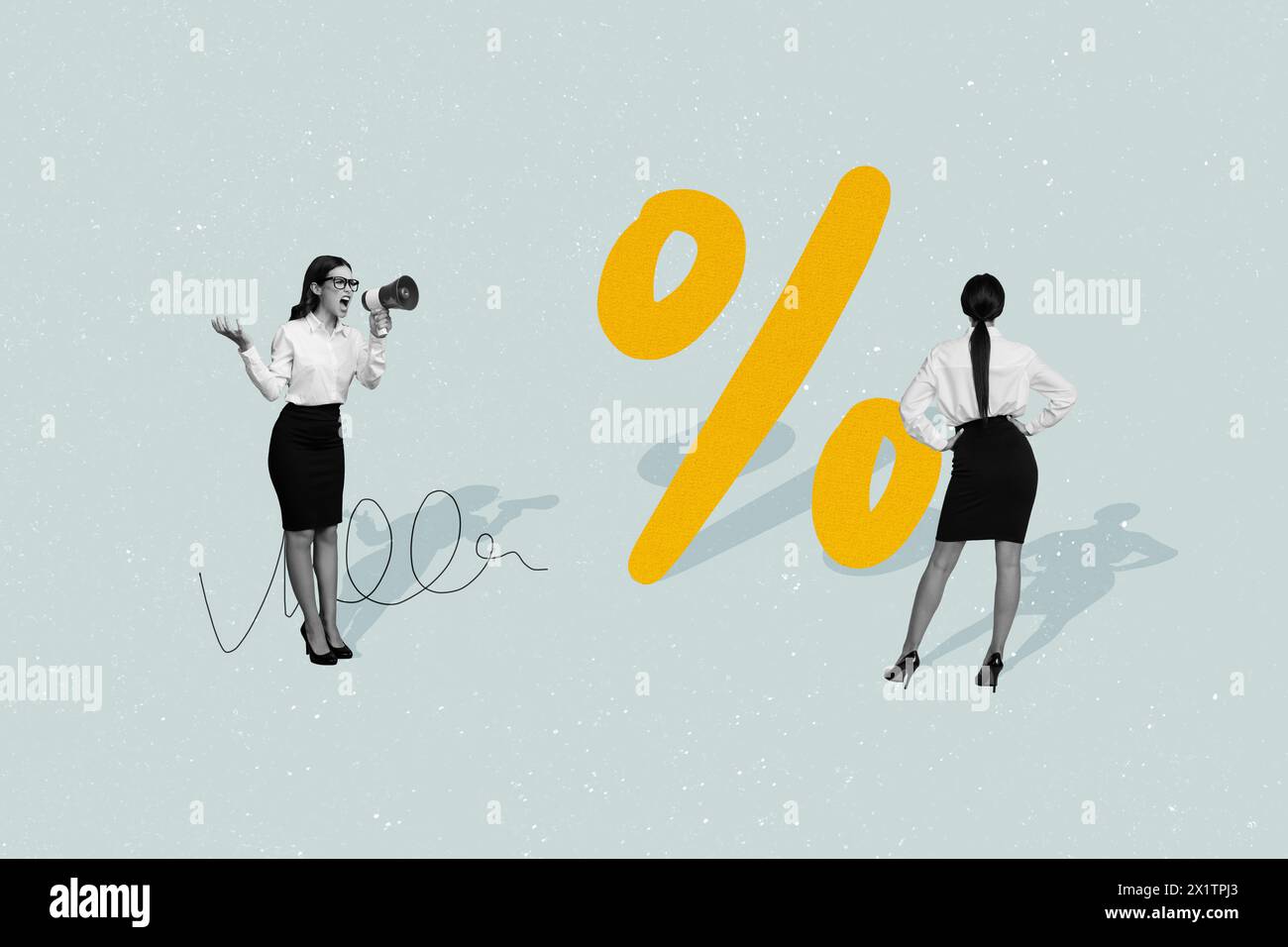 Composite photo collage of angry boss scream loudspeaker girl clerk ...