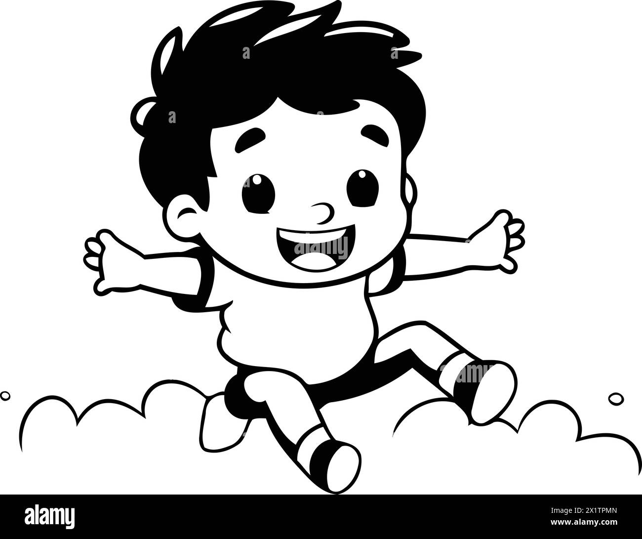 Little boy running in the sand cartoon vector Illustration on a white ...