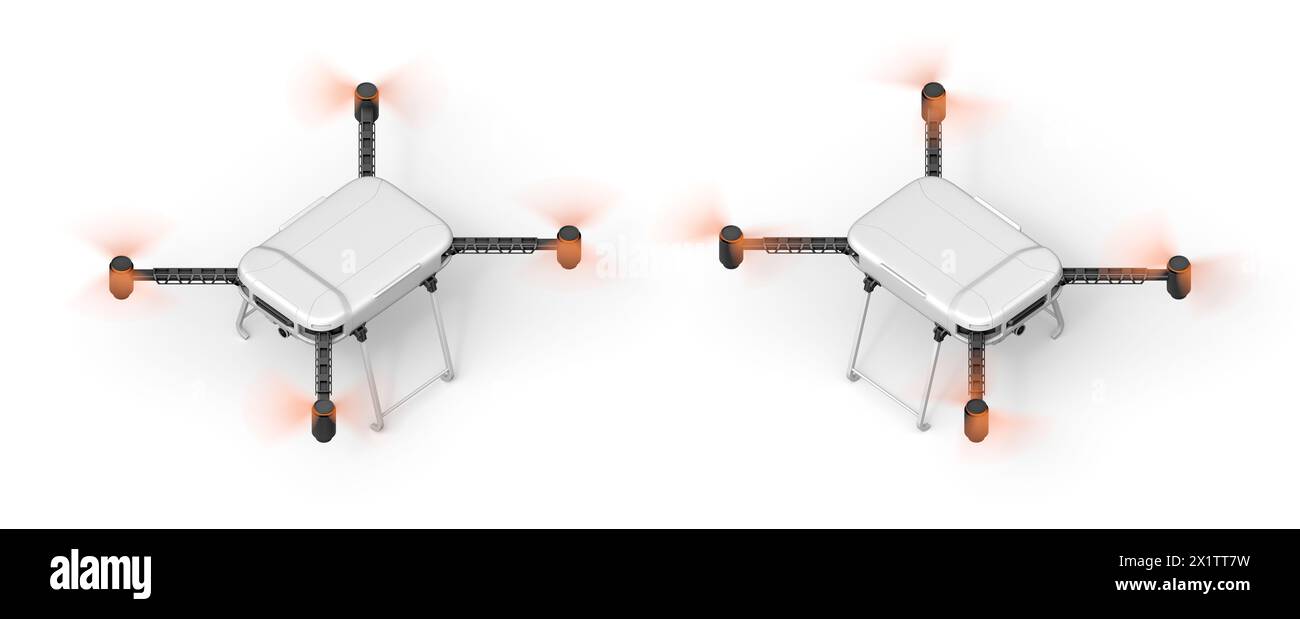 Drones hovering with spinning propellers Stock Photo - Alamy