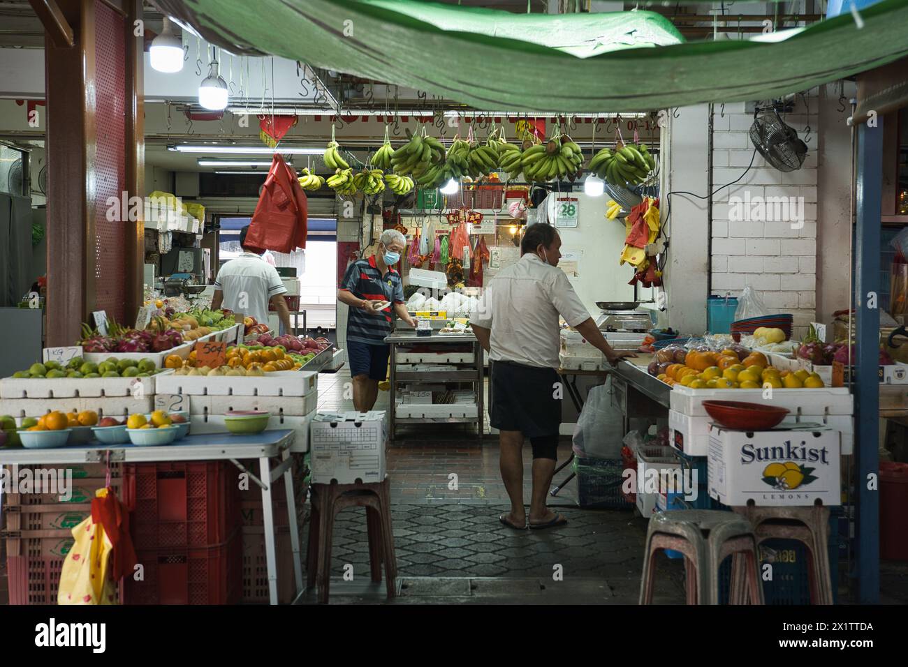 Singapore - September 28, 2022: Fruit stall in Khatib Central market in ...