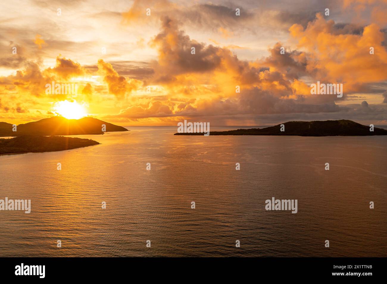 Golden sunset over ocean with incredible colorful sky background ...