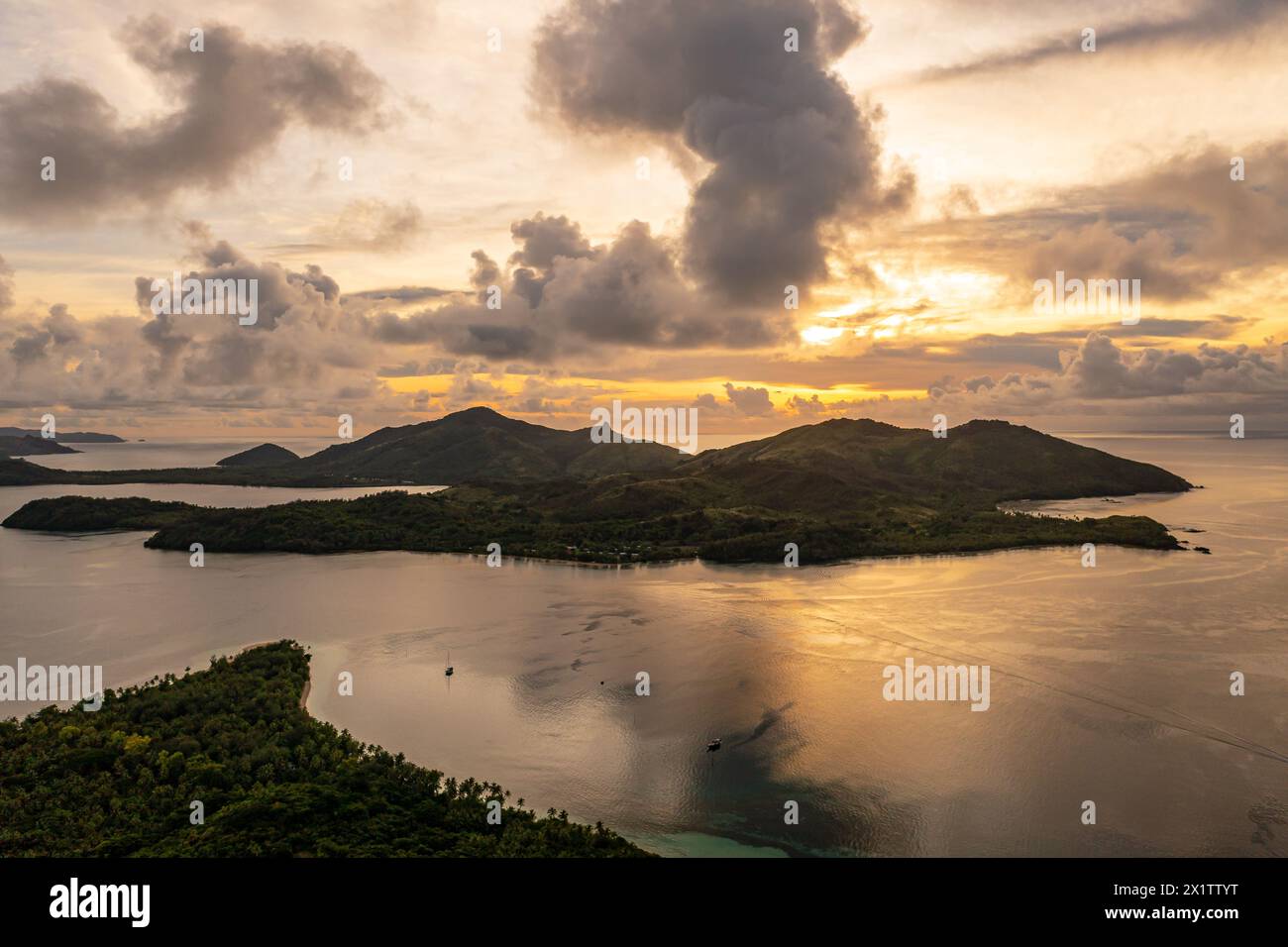 Dramatic view of rain clouds over ocean. Black and yellow clouds with ...