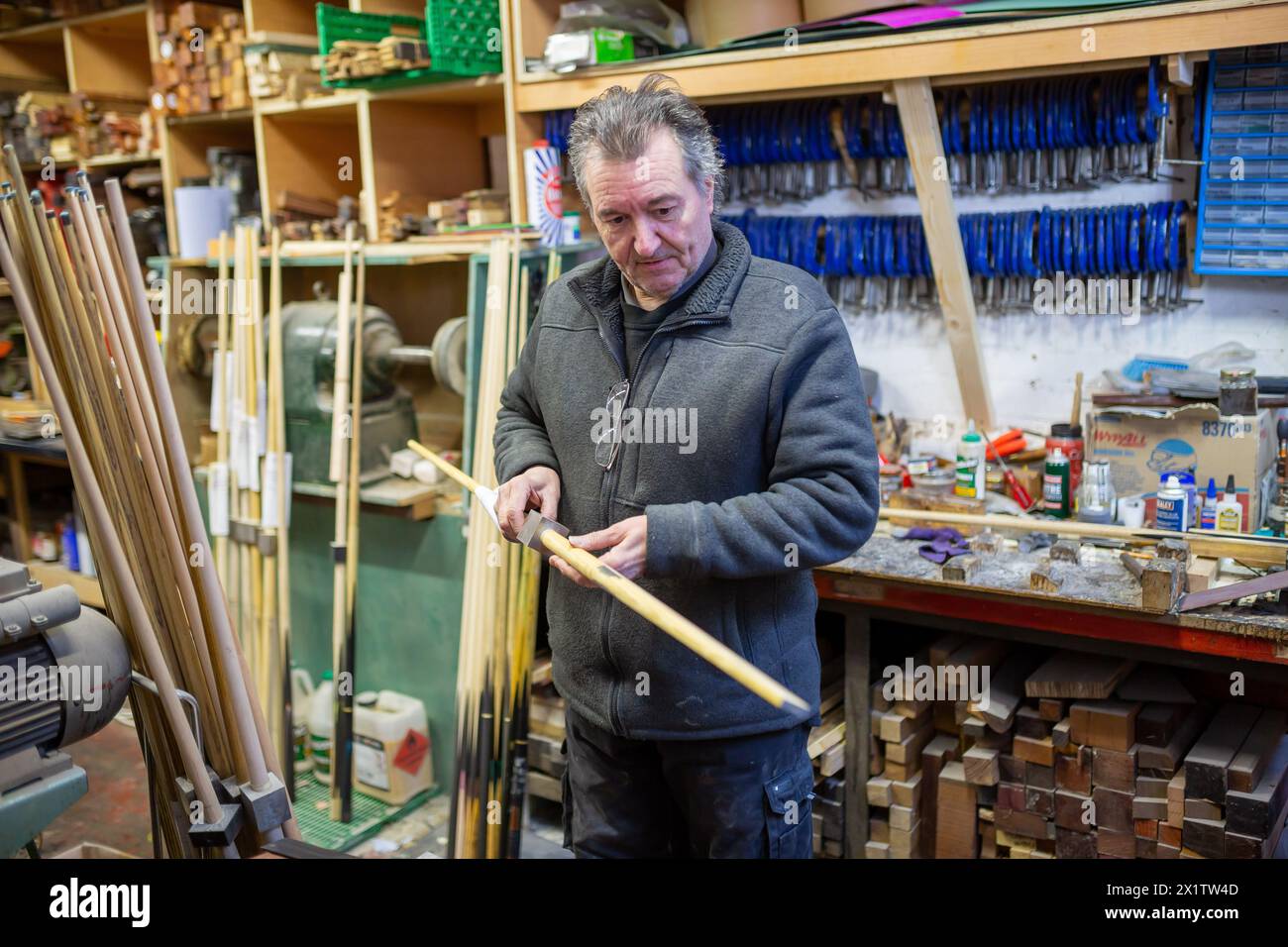 Halesowen, West Midlands, UK. One of just a handful of snooker cue ...