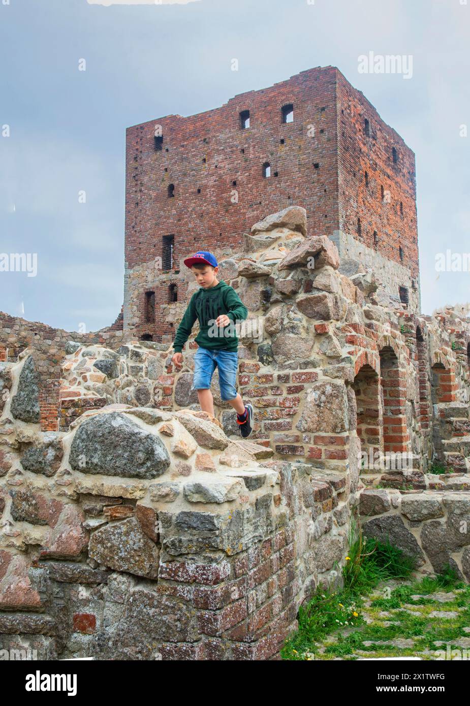 Boy run on Hammershus which was Scandinavia's largest medieval ...
