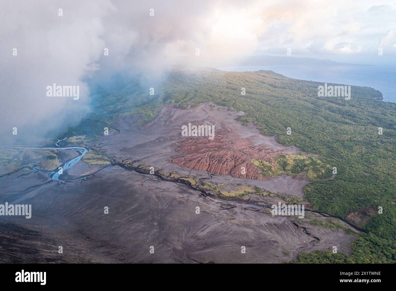 Volcanic eruption, Mount Yasur, Vanuatu Island. This volcano is one of ...