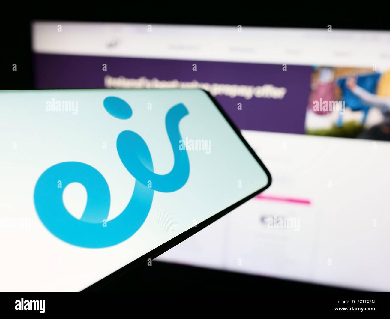 Mobile phone with logo of Irish telecommunications company Eircom ...
