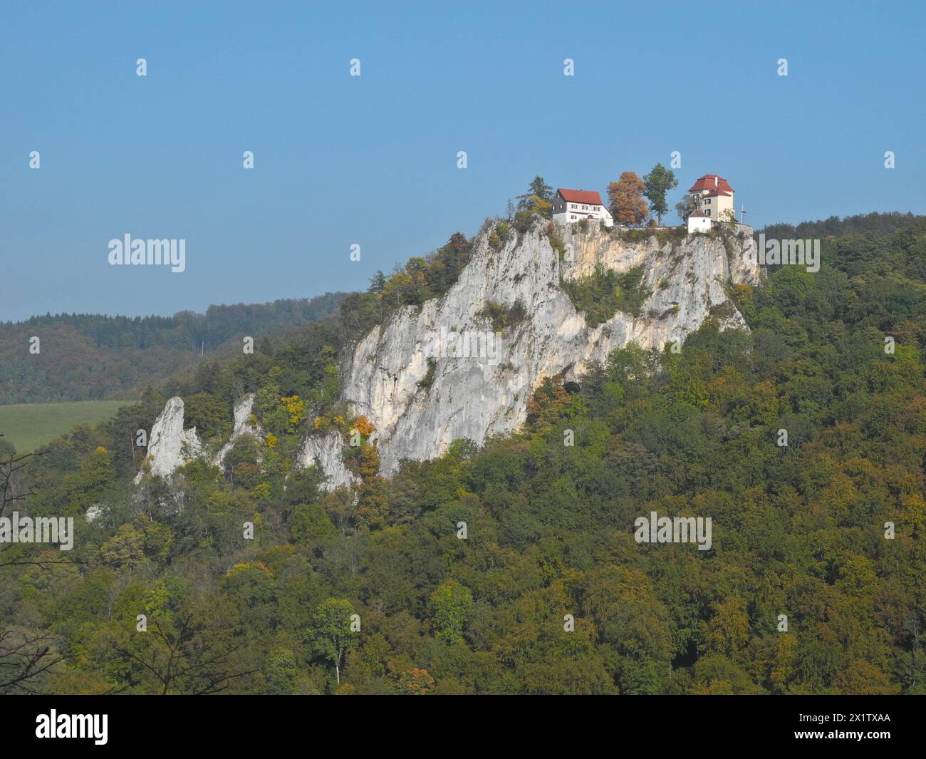 View of Bronnen Castle, Upper Danube nature park Park, Fridingen ...