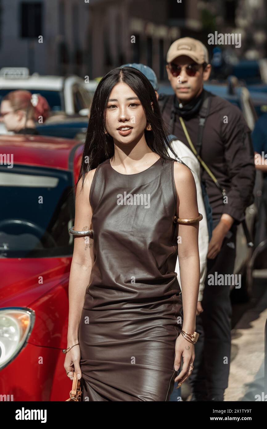 A guest outside Karoline Vitto show supported by Dolce & Gabbana during ...