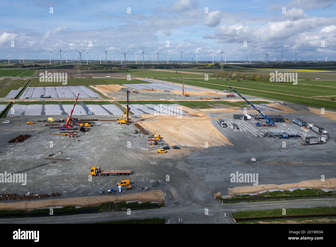 Heide, Germany. 18th Apr, 2024. View of the Northvolt Three Gigafactory ...
