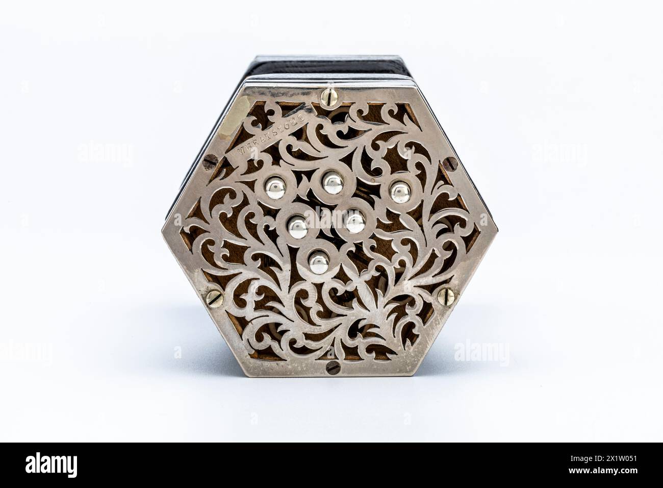 The end and keys of a CW Wheatstone miniature Concertina Stock Photo ...