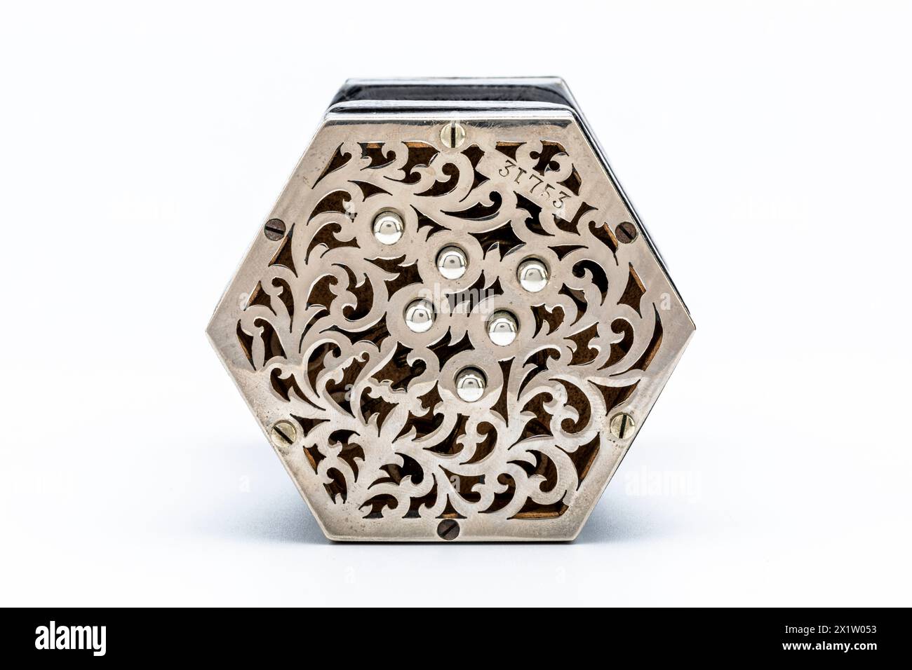 The end and keys of a CW Wheatstone miniature Concertina Stock Photo ...