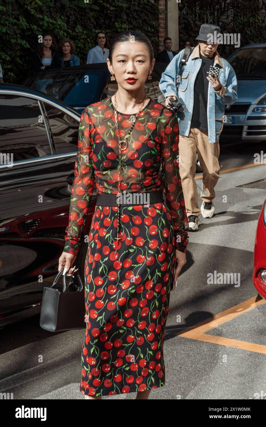 A guest outside Karoline Vitto show supported by Dolce & Gabbana during ...