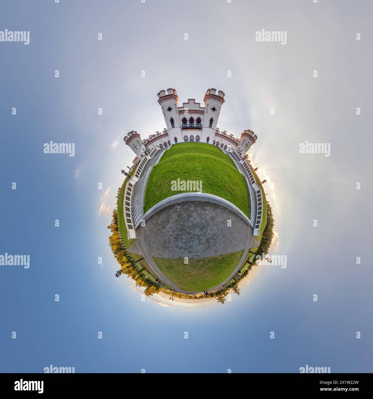little planet and spherical aerial 360 panorama view on street ancient ...